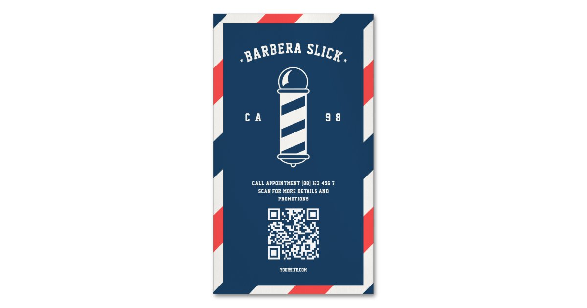 Modern Barber Barbershop Barber's Pole Business Card Magnet | Zazzle