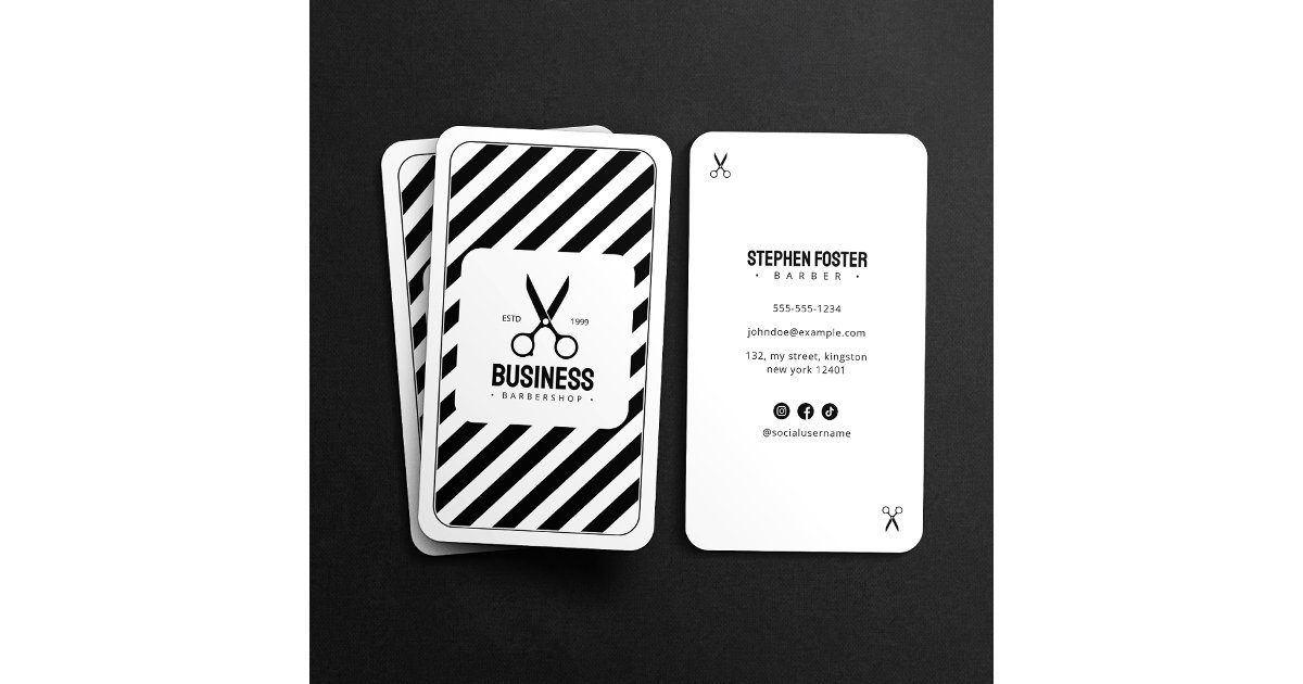 Modern Barber Shop Hair Stylist Barbershop White Business Card | Zazzle