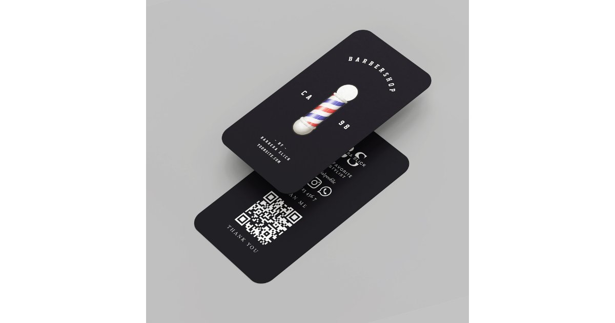 Modern Barbershop Barber's Pole Haircut Barber Business Card | Zazzle