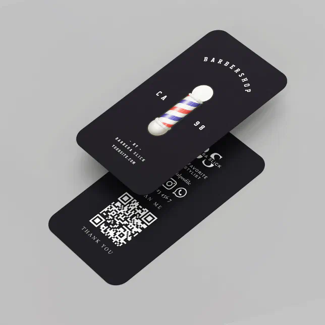 Modern Barbershop Barber's Pole Haircut Barber Business Card | Zazzle