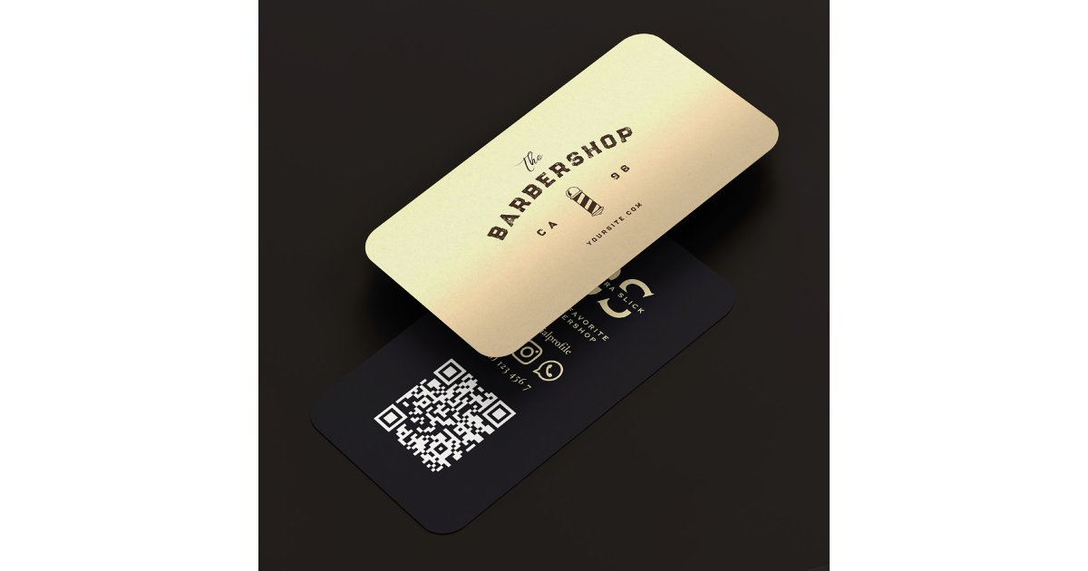 Modern Barbershop Faux Gold Barber's Pole Barber Business Card | Zazzle