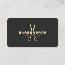 Modern Barbershop Gold Scissor Black Gold Barber Business Card | Zazzle