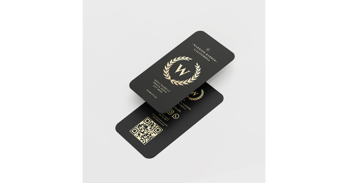 Modern Barbershop Monogram Men's Haircut Shave QR Business Card | Zazzle