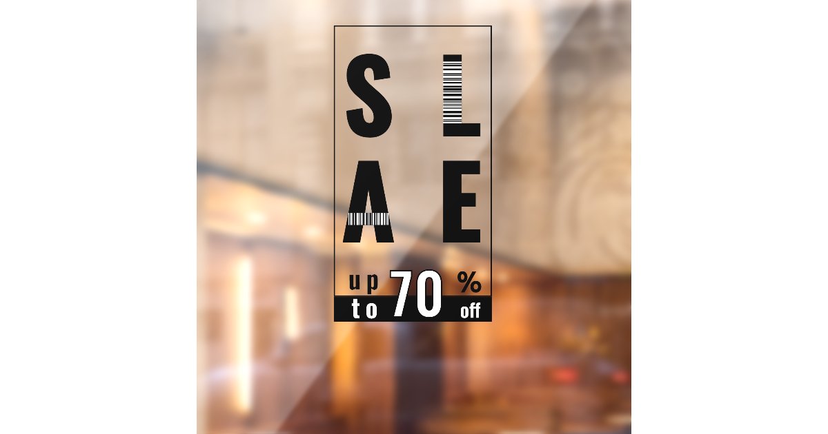 Modern Barcode Typography Sale Offer Window Cling | Zazzle