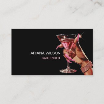 Modern Bartender Cocktail Bar Club Event Business Card | Zazzle