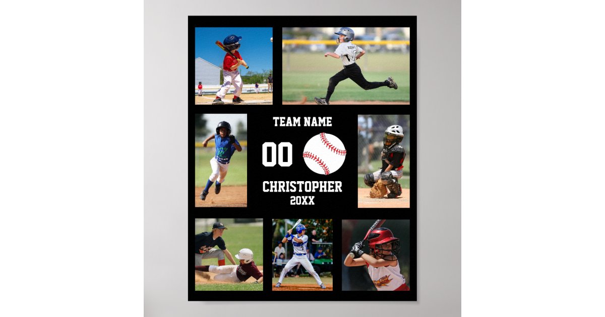 Modern Baseball Kids Photo collage Poster | Zazzle