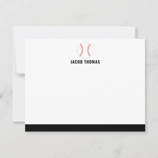 Modern Baseball Personalized Flat Note Card | Zazzle