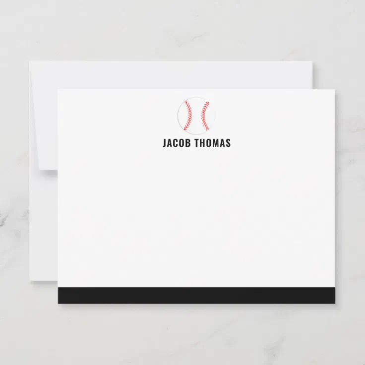 Modern Baseball Personalized Flat Note Card | Zazzle