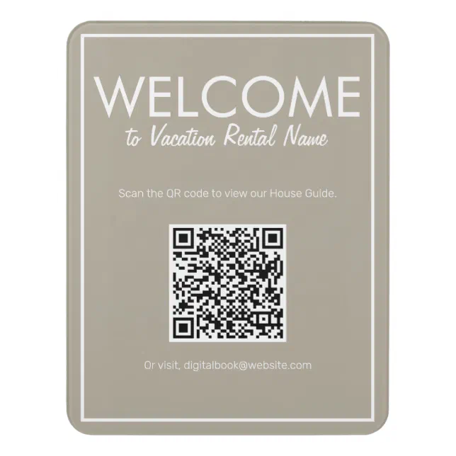 Modern Basic Beige Digital QR Code Welcome Sign | Zazzle