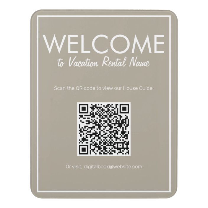 Modern Basic Beige Digital QR Code Welcome Sign | Zazzle.com