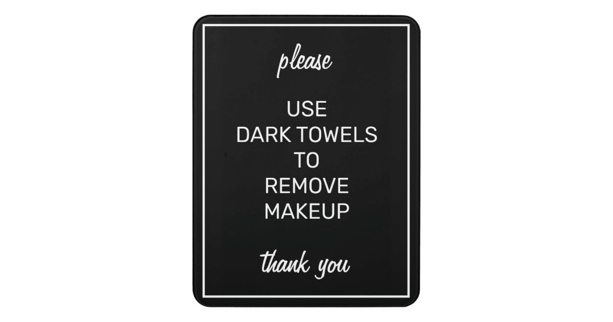 Modern Basic Black Bathroom Makeup Towel Sign | Zazzle