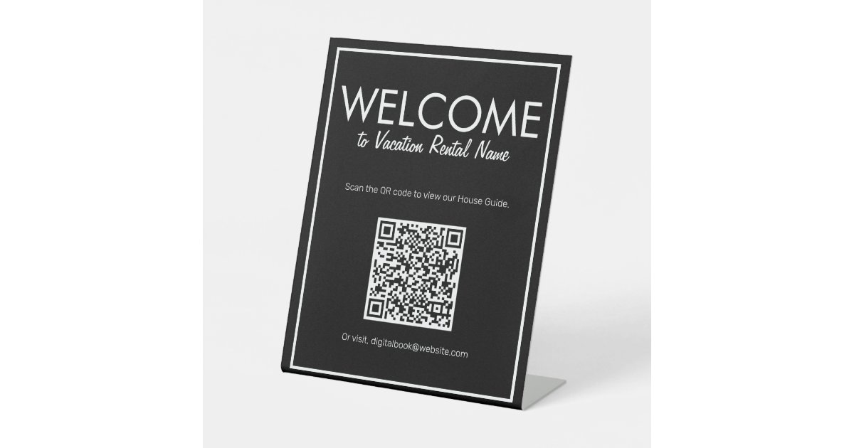 Modern Basic Black Digital QR Code Welcome Sign | Zazzle