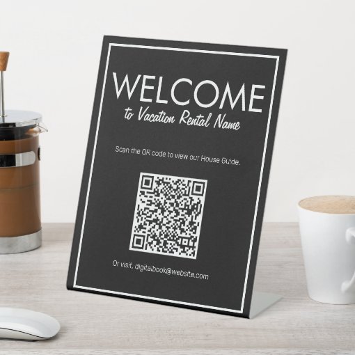 Modern Basic Black Digital QR Code Welcome Sign | Zazzle