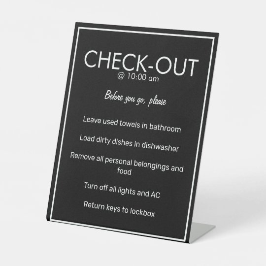 Modern Basic Black Guest Check Out Table Sign | Zazzle.com