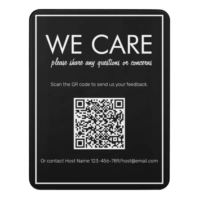 Modern Basic Black QR Code Feedback Sign | Zazzle