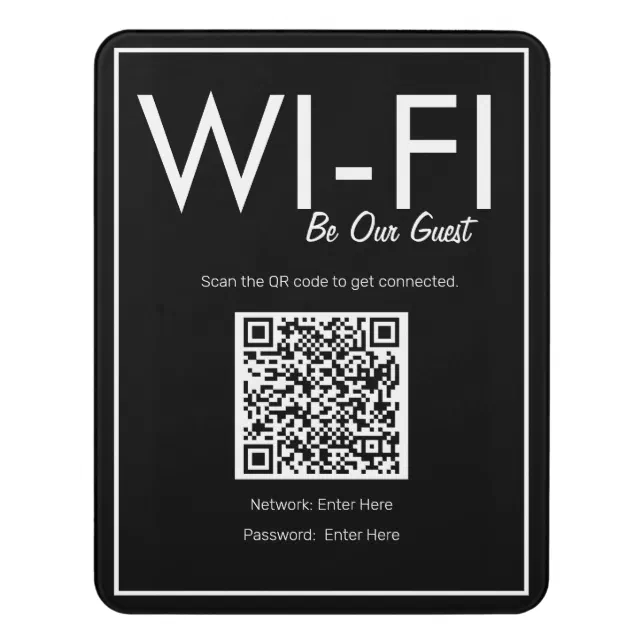 Modern Basic Black Wi-Fi QR Code Guest Sign | Zazzle