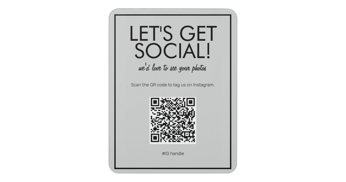 Modern Basic Gray Social Media QR Code Sign | Zazzle