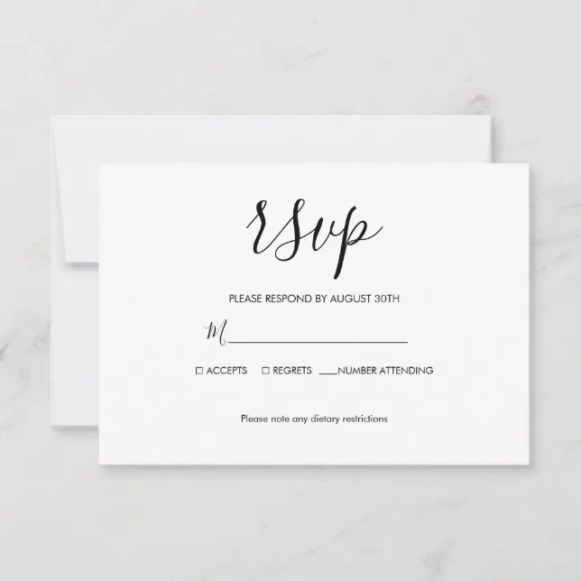 Modern Basic Minimalist Simple wedding RSVP Card | Zazzle