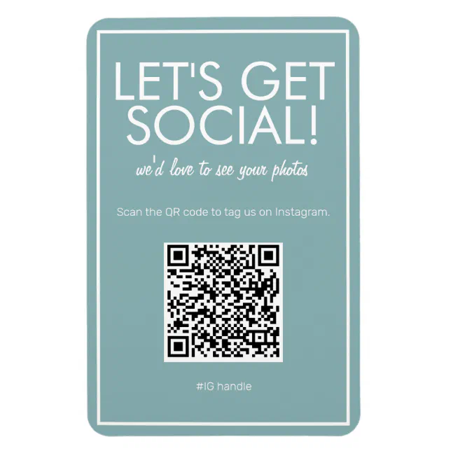 Modern Basic Teal Social Media QR Code Magnet | Zazzle