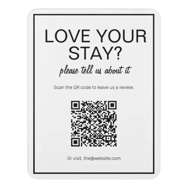 Modern Basic White Digital QR Code Review Sign | Zazzle