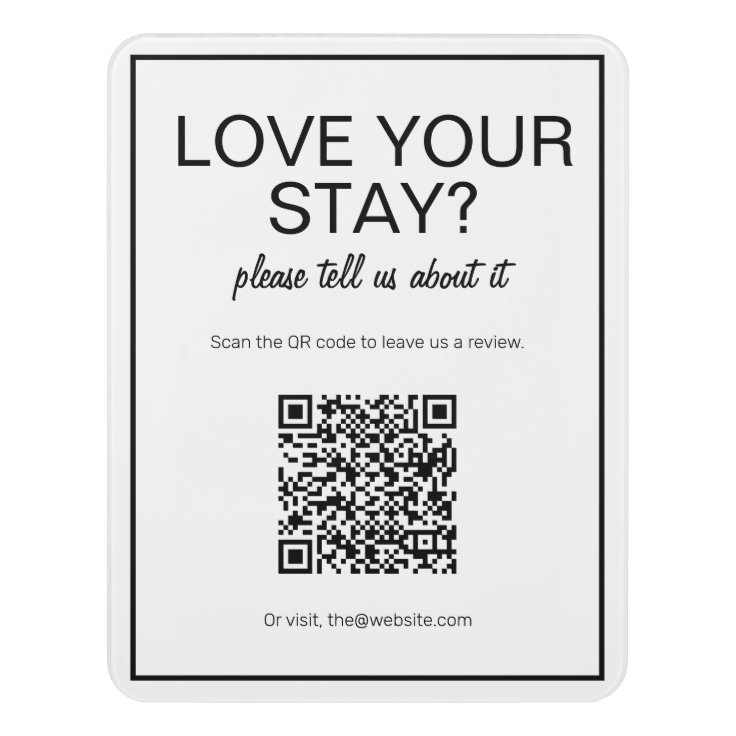 Modern Basic White Digital QR Code Review Sign | Zazzle
