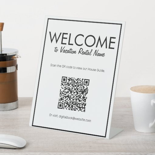 Modern Basic White Digital QR Code Welcome Sign | Zazzle
