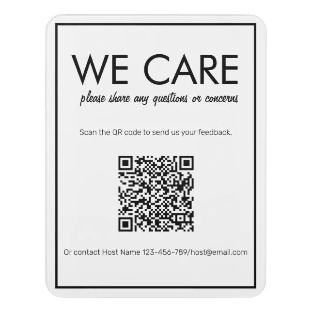 Modern Basic White QR Code Feedback Sign | Zazzle
