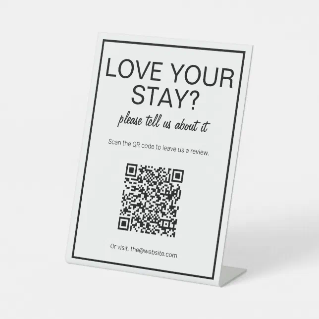 Modern Basic White QR Code Review Table Sign | Zazzle
