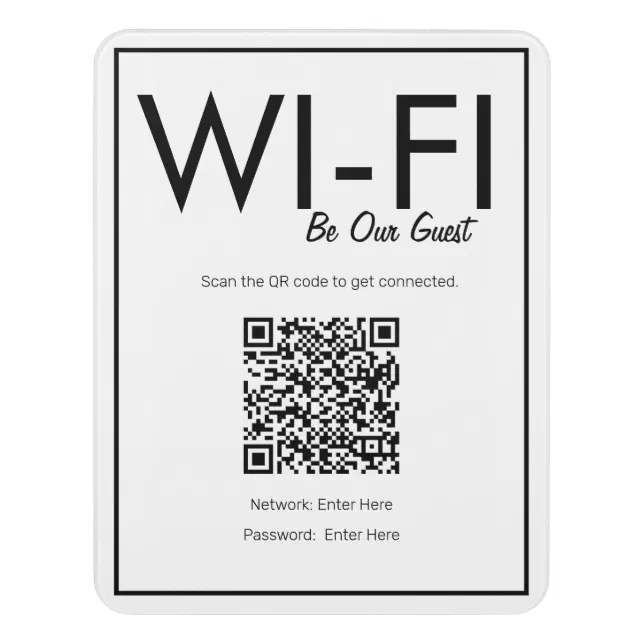 Modern Basic White Wi-Fi QR Code Guest Sign | Zazzle