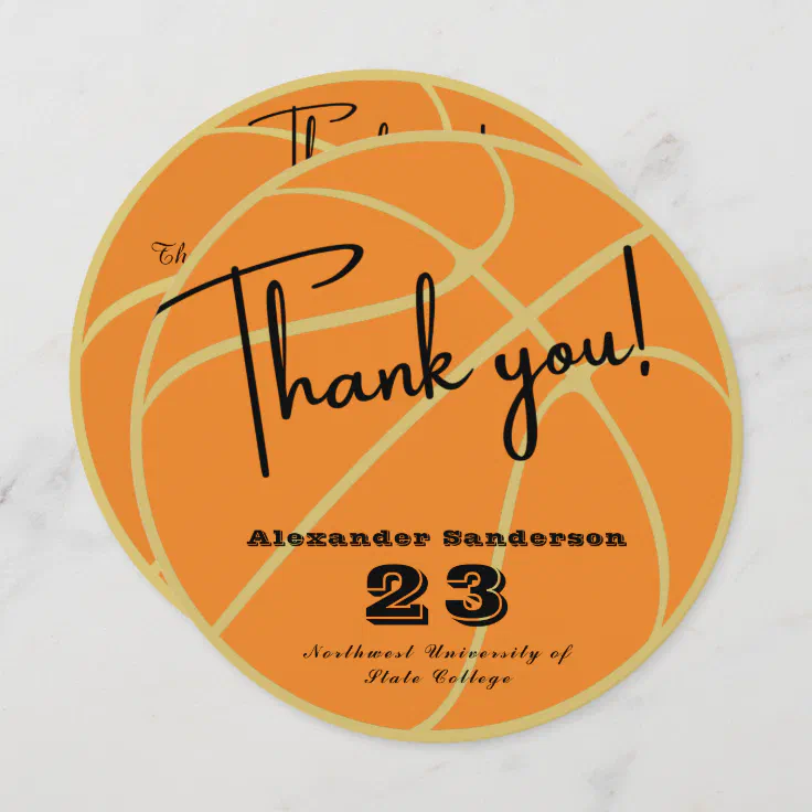 Modern Basketball Ball Player Team Thank You card | Zazzle