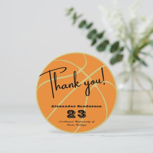 Modern Basketball Ball Player Team Thank You card | Zazzle