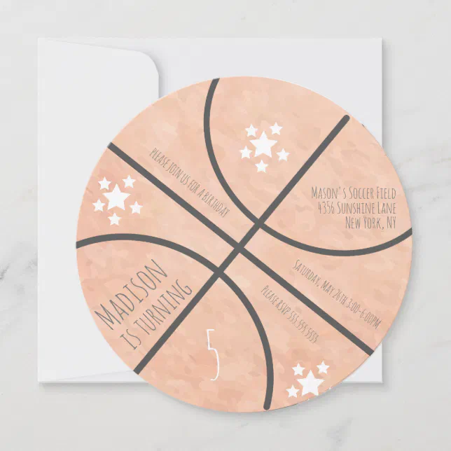 Modern Basketball Birthday Ball Party Invitation | Zazzle