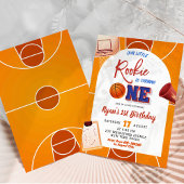 Modern Basketball Boy Rookie First Birthday Invitation | Zazzle
