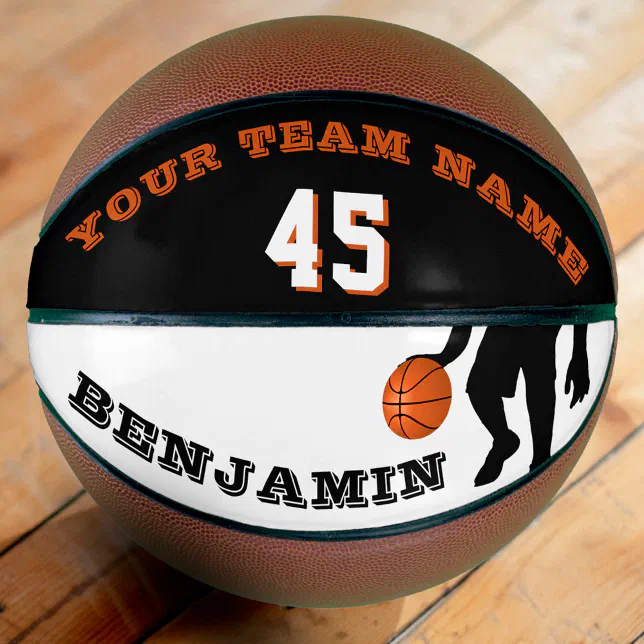 Modern Basketball with Team Name Number | Zazzle