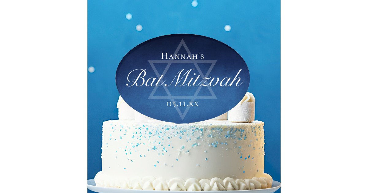 Modern Bat Mitzvah Party Blue Star of David Custom Cake Topper | Zazzle