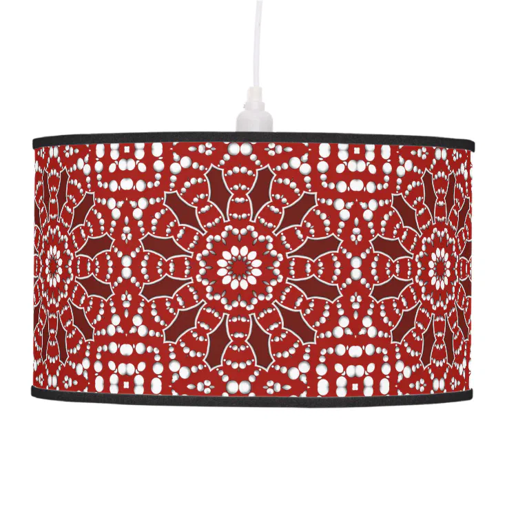 Modern Batik Red & White Geo Star Lamp Shade | Zazzle