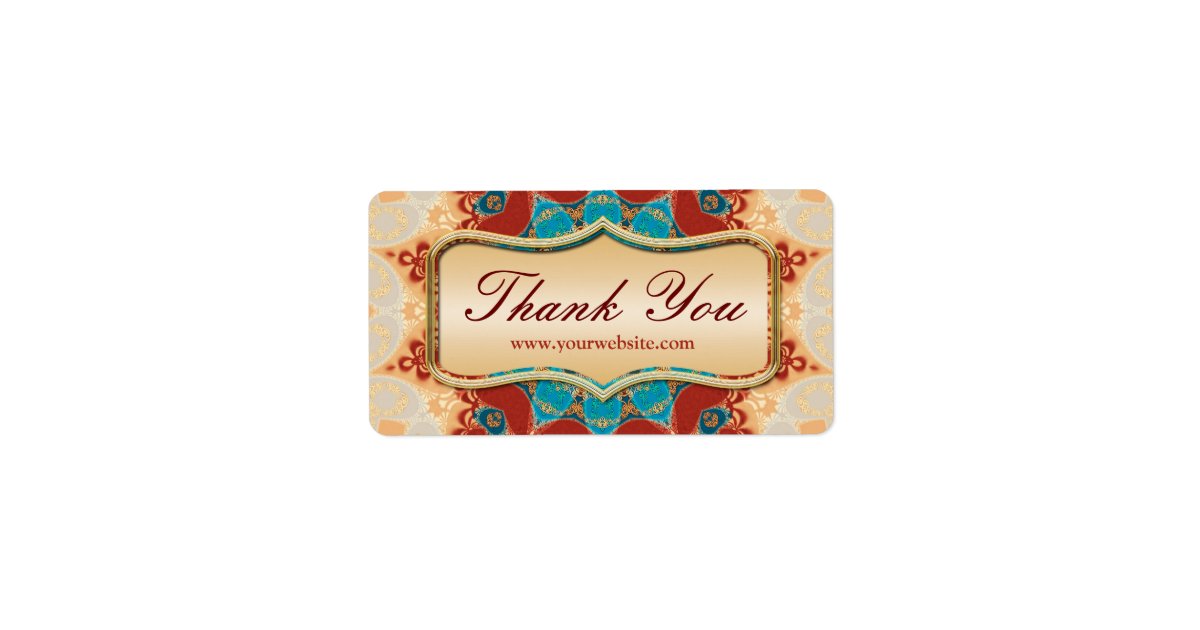 Modern Batik Thank You Sticker Labels | Zazzle