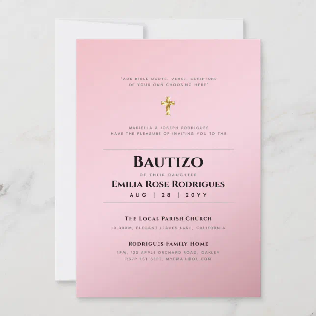 Modern BAUTIZO Bautismo BAPTISM Christening INVITE | Zazzle