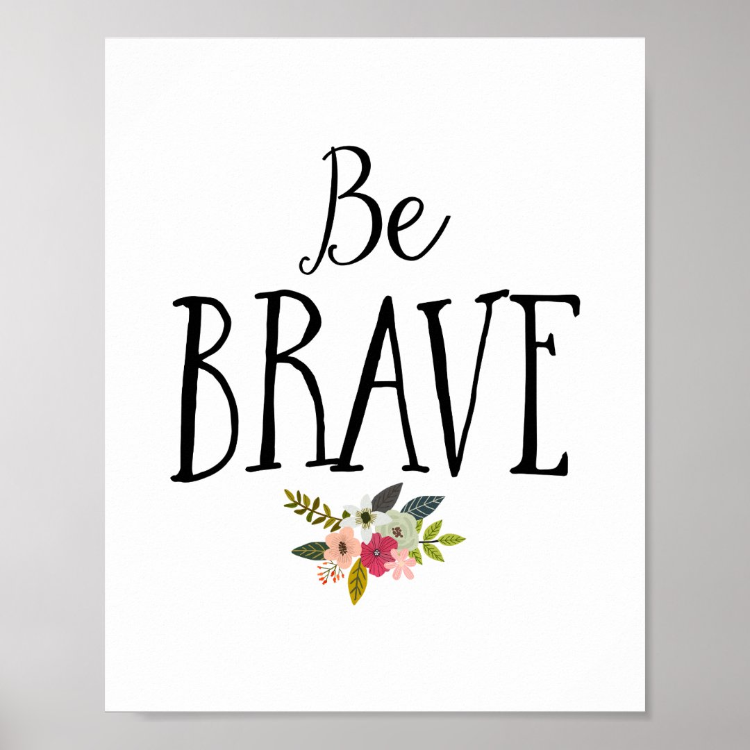 Modern Be Brave Nursery Poster | Zazzle
