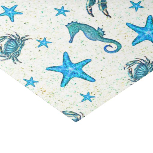 Modern Beach Blue Crab Starfish Seahorse Party Tissue Paper | Zazzle