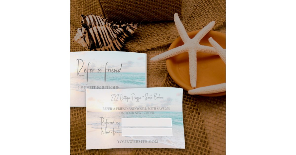 Modern Beach Refer a Friend Referral Card | Zazzle