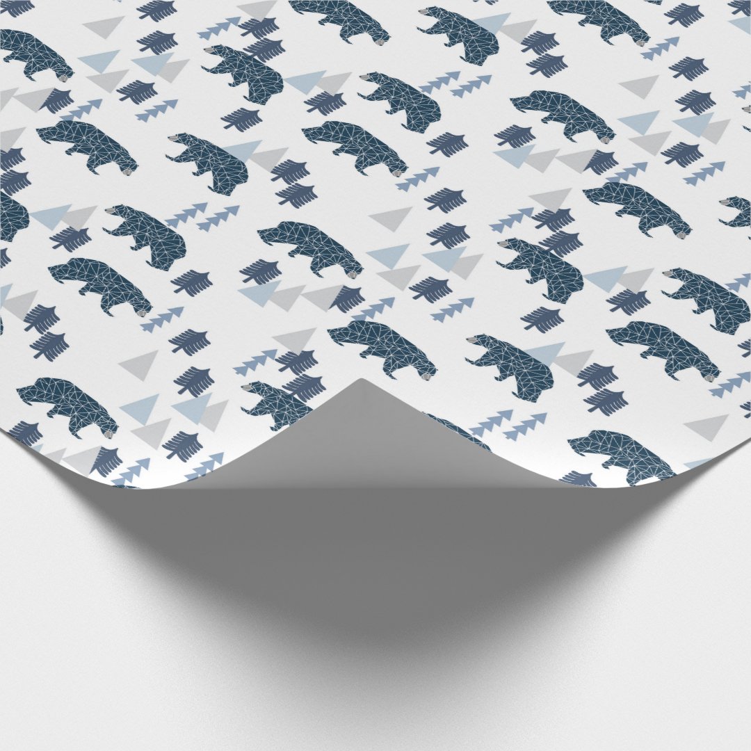 Modern Bear baby boy Wrapping Paper | Zazzle