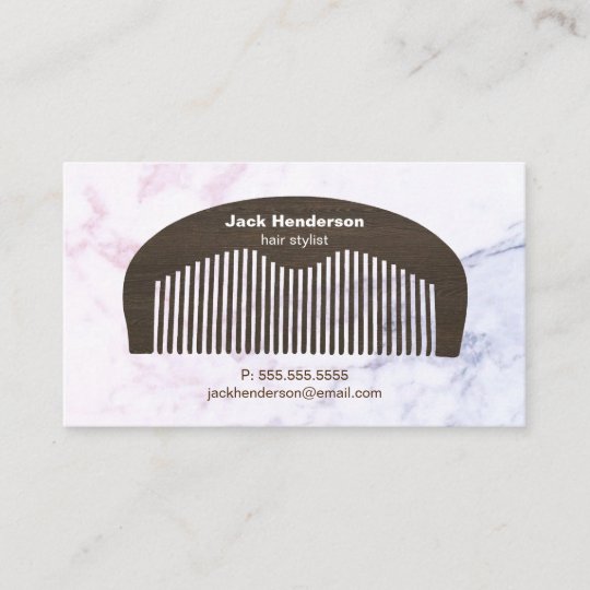 Modern Beard Comb & Marble | Business Card | Zazzle.com