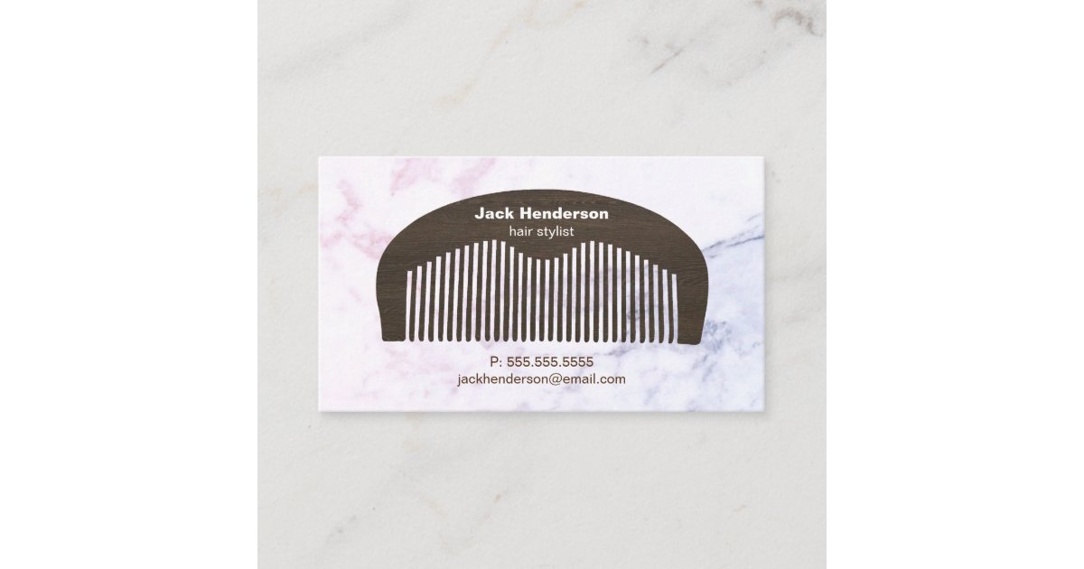Modern Beard Comb & Marble | Business Card | Zazzle