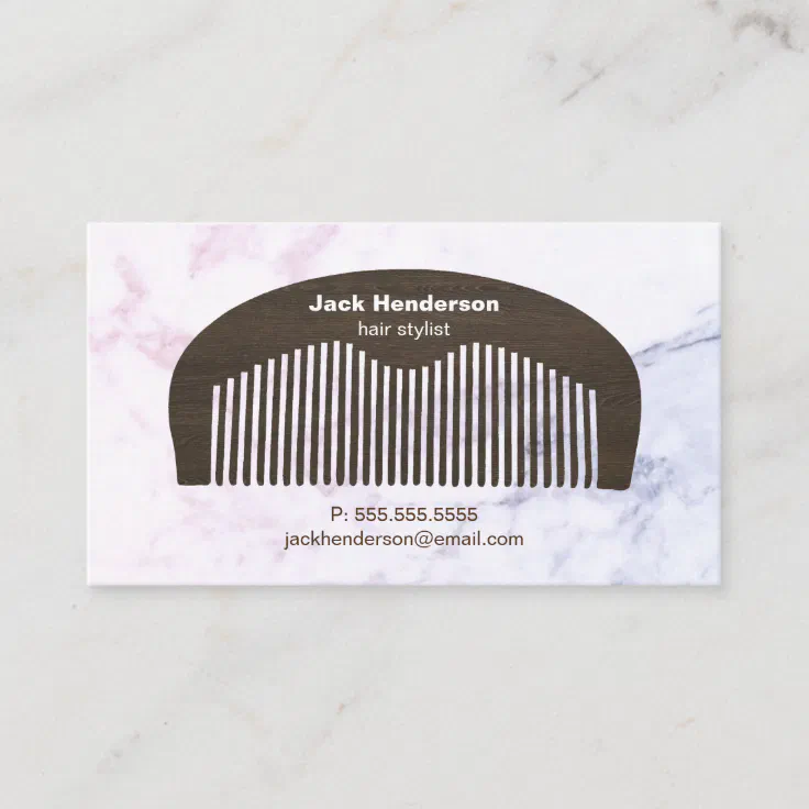 Modern Beard Comb & Marble | Business Card | Zazzle