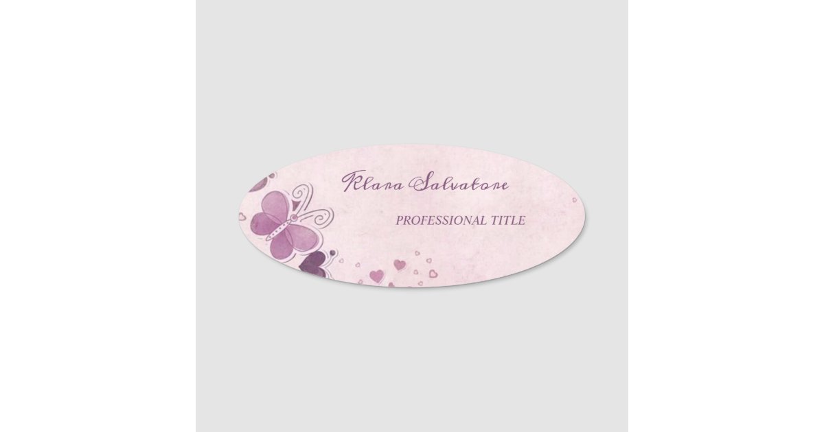 Modern Beautiful Awesome Elegant Purple Butterfly Name Tag | Zazzle