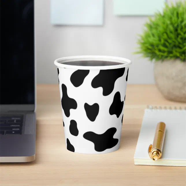Modern Beautiful Black and White Cow Paper Cups | Zazzle