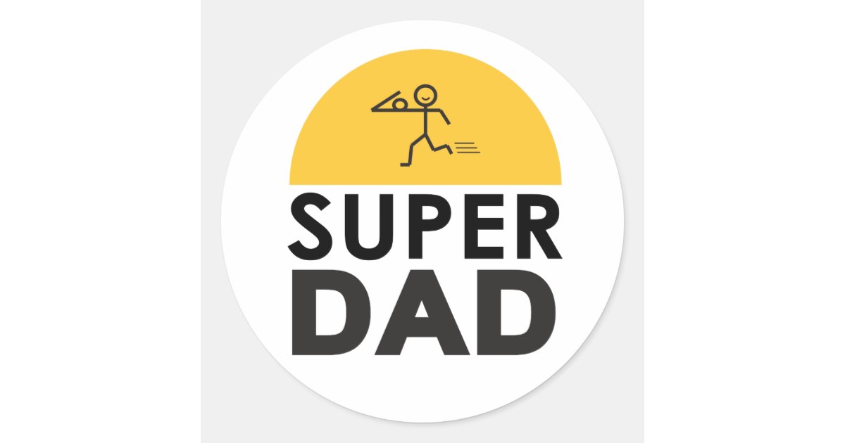 Modern Beautiful Design "SUPER DAD" Classic Round Sticker | Zazzle