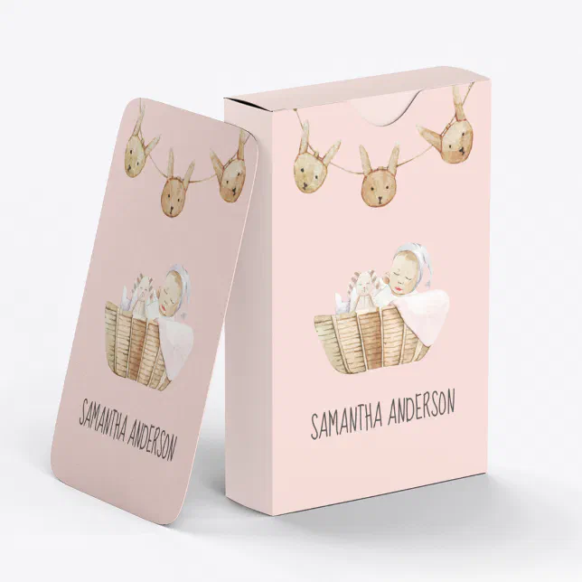 Modern Beauty Pastel Pink Kid Name Poker Cards | Zazzle