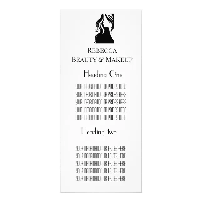 Modern Beauty Salon Pricing or Service Rack Card | Zazzle